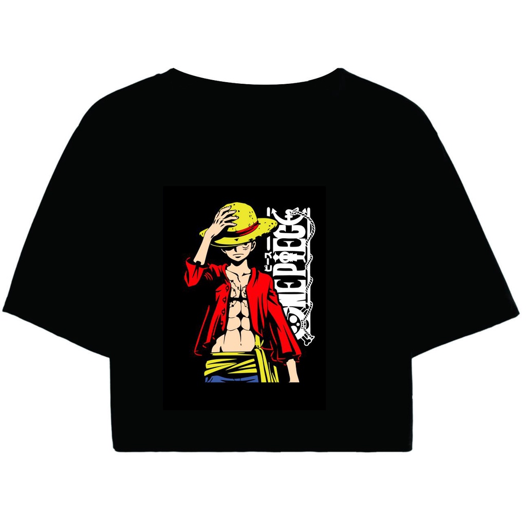 Cropped Feminino Preto Tumblr blogueira one piece Monkey D. Luffy 22 ...