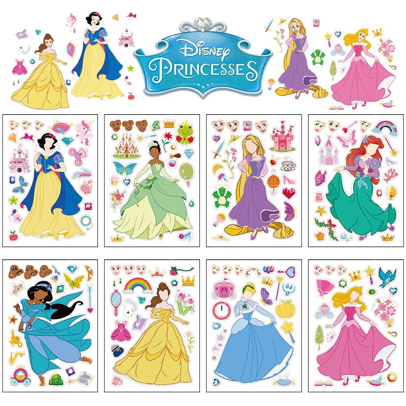 8PCS Disney Cartoon Princesa Série Full Body Stickers Para O Jardim De ...