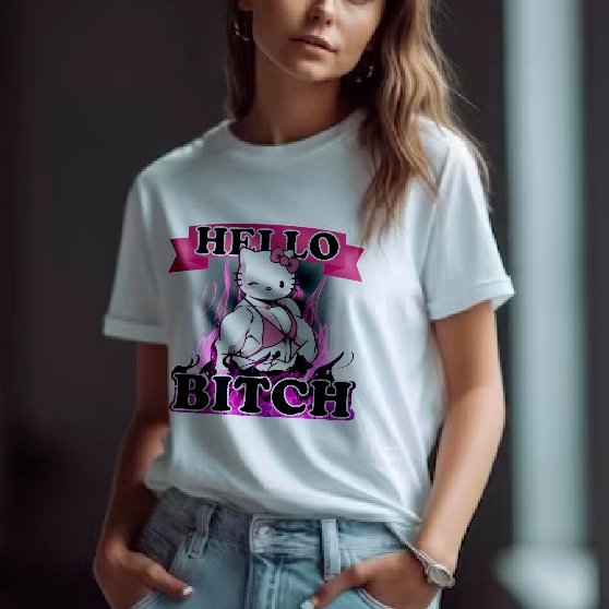 Camiseta Hello Kitty Bitch Camisa Feminina - Envio Imediato | Shopee Brasil