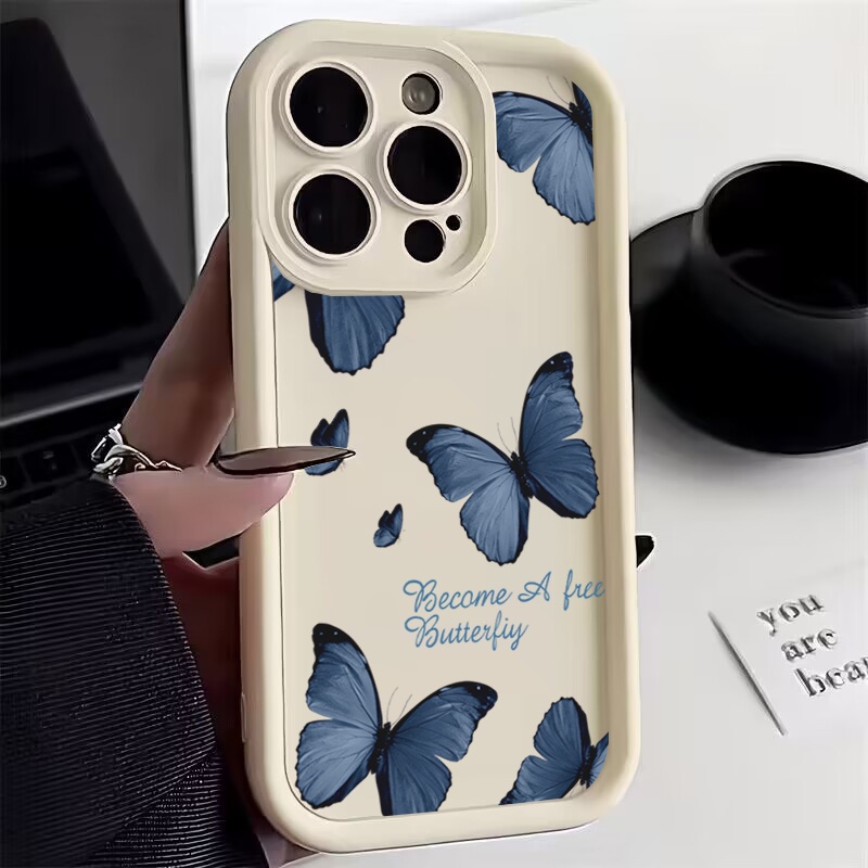 Cartoon Fancy Letters Doodle Pink Blue Butterfly Estojo Para Telefone ...