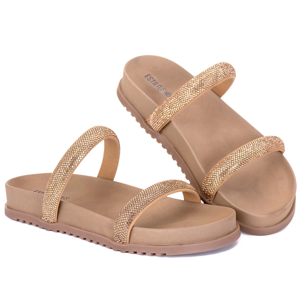 Papete Feminina Sandalia Chinelo 2 Tiras Nude Estilo Shoes | Shopee Brasil