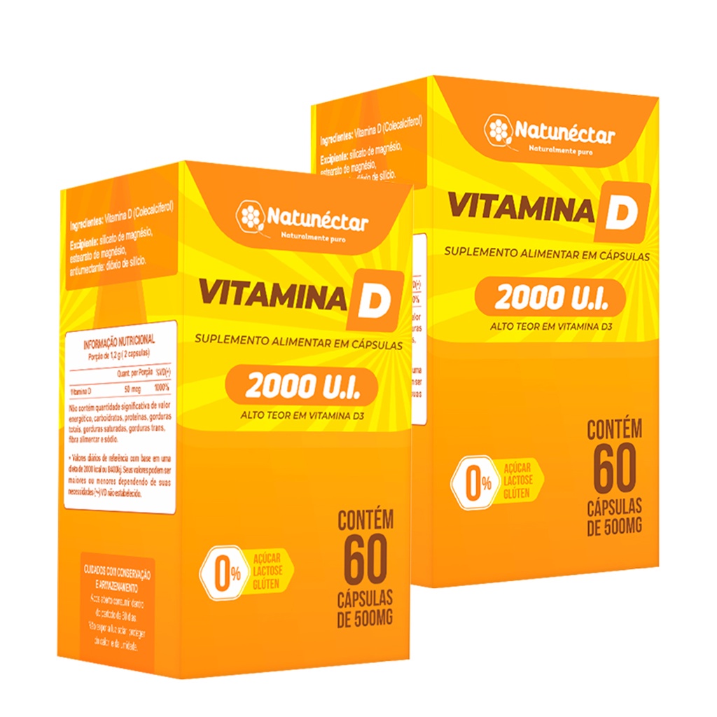 Combo Kit Vitamina D Natunéctar Total 120 Capsulas/Comprimidos 500mg ...