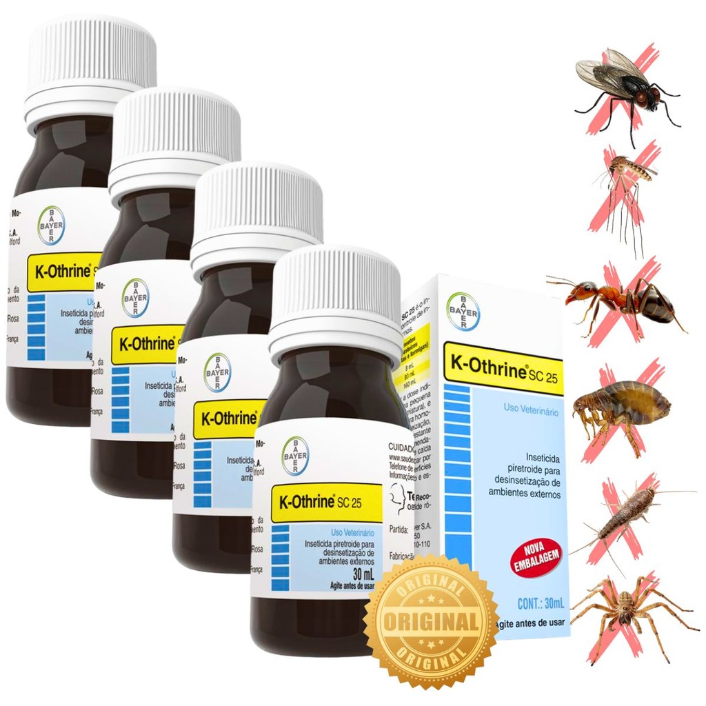 4 Mata Barata Formiga Mosca Elimina insetos K-Othrine 30ml | Shopee Brasil