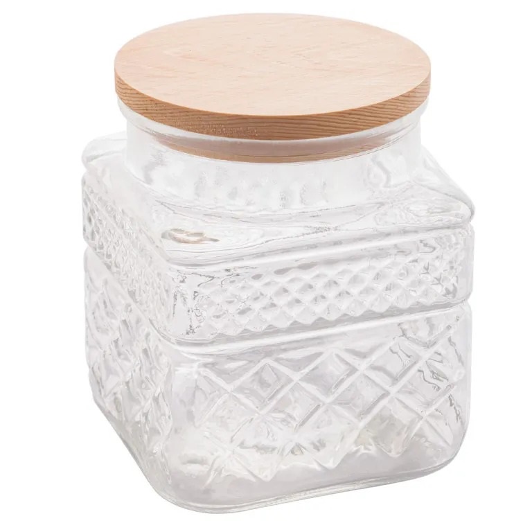 Porta Mantimento em Vidro com Tampa em Madeira 1,2L - Wolff | Shopee Brasil