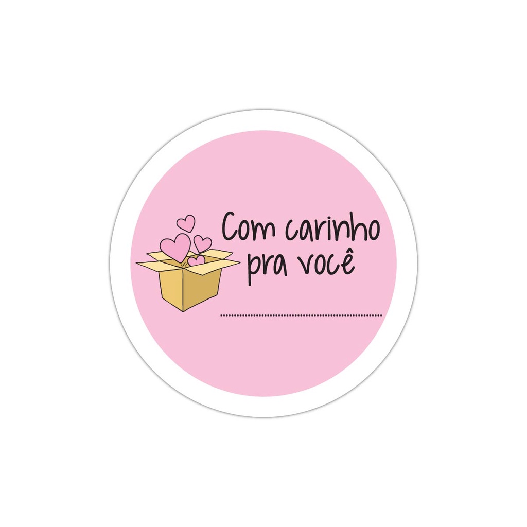250 Adesivos Com Carinho Pra Você Rosa Agradecimento ao Cliente Etiquetas Adesivas Tag ...