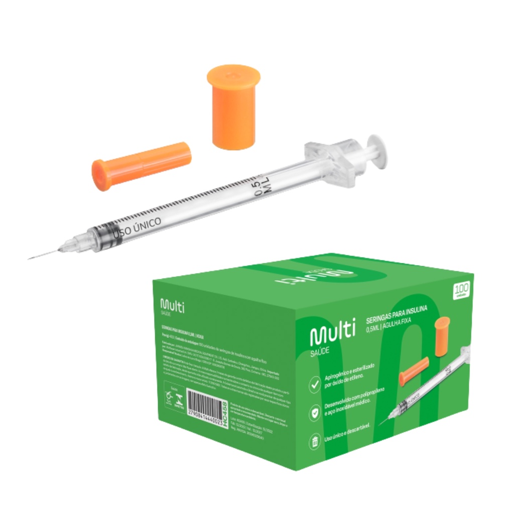 Seringas 0,5ML Insulina/Botox Agulha Fixa Multilaser - HC458 | Shopee ...