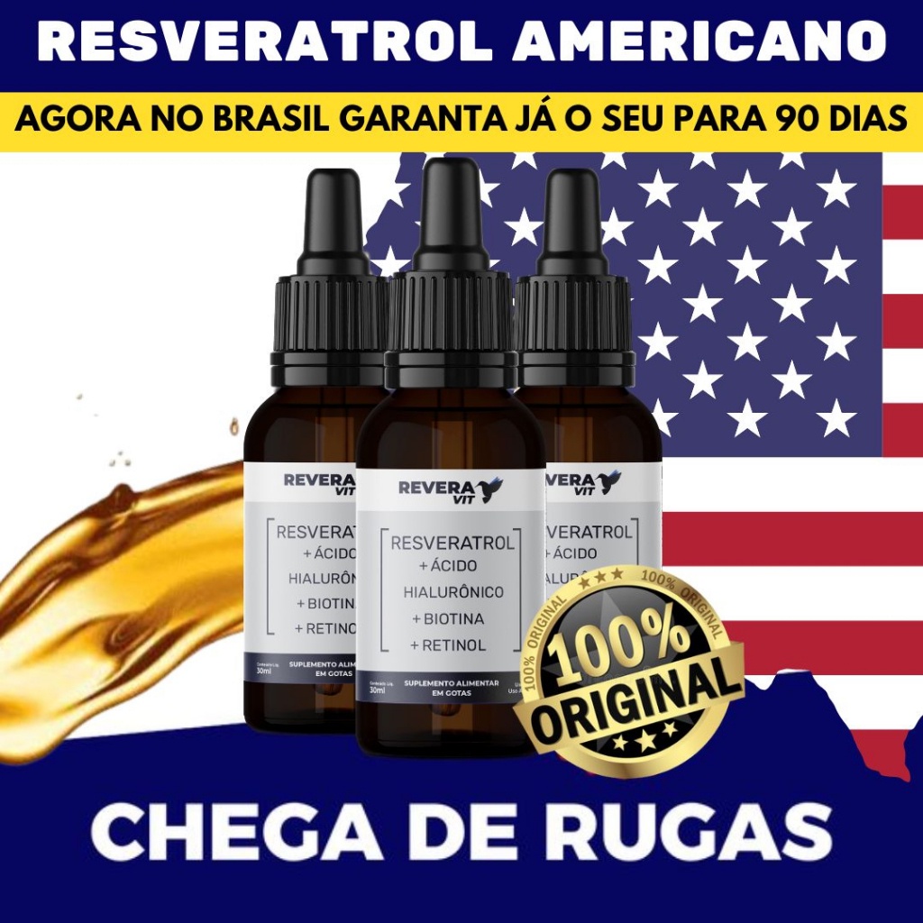 KIT REVERAVIT Original Resveratrol Americano Em Gotas (3 frascos ...