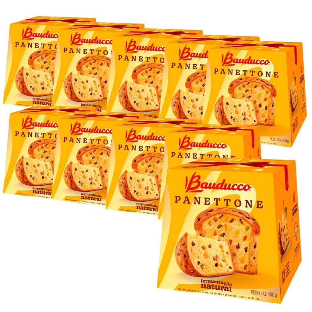Panetone Bauducco Tradicional Frutas 10 Panettones de 400g | Shopee Brasil