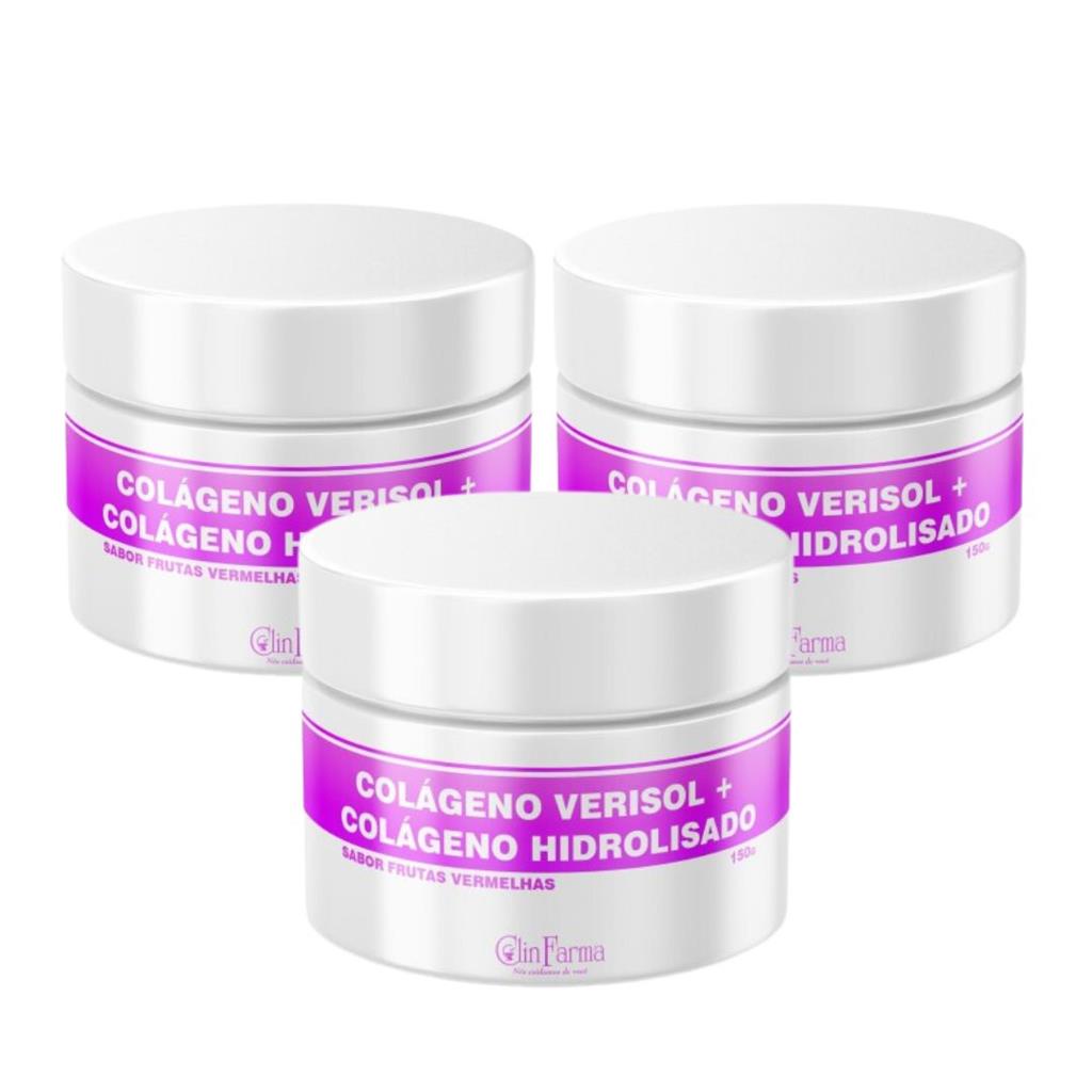 3 Colageno Hidrolisado + Verisol Premium - Suplemento Po P/ Pele Cabelo ...