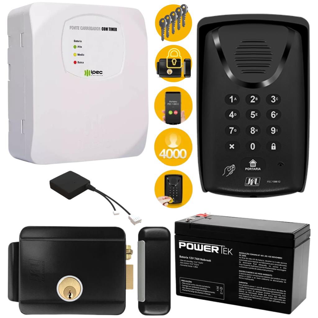 Porteiro Coletivo Condominial Pec1300C Com Fonte Carregadora | Shopee ...