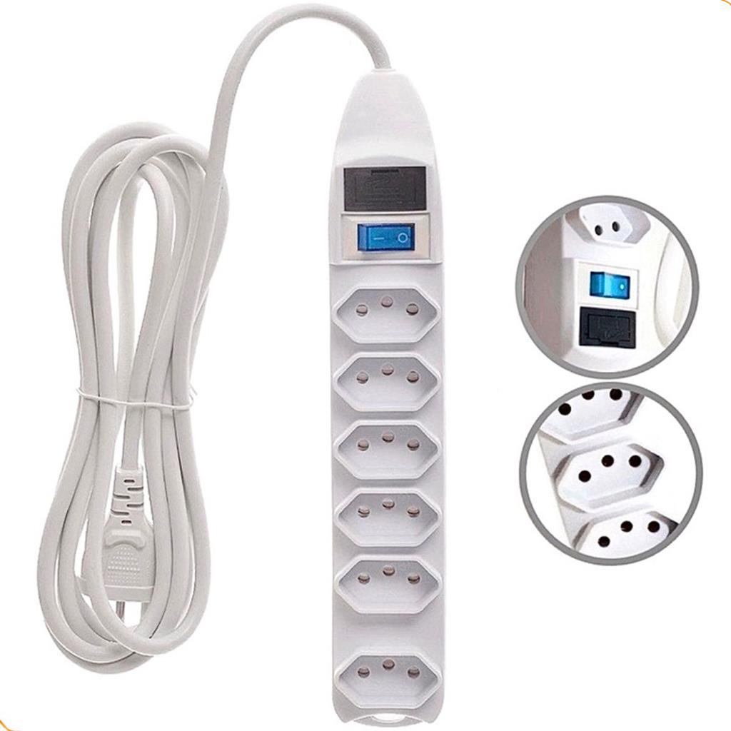 Extensao Eletrica 6 Tomadas Filtro Linha Fusivel 1,5 Metros | Shopee Brasil