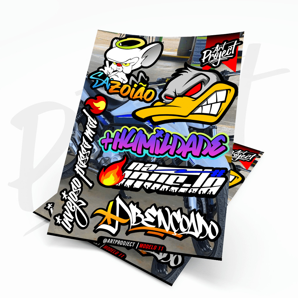 Cartela de Adesivos - Moto Carro Bike Caminhão | Mod. 11 | Shopee Brasil