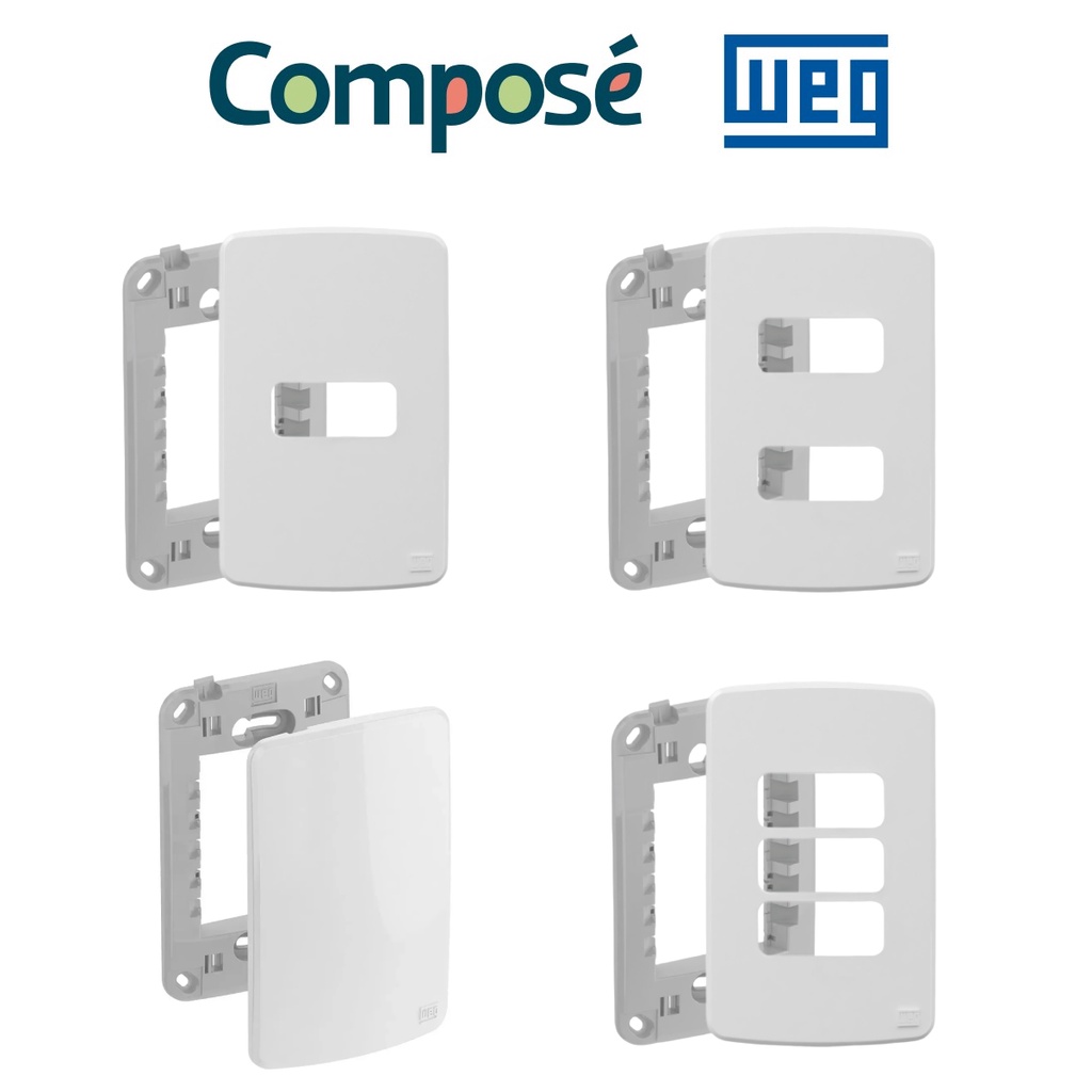 Placa 4x2 com Suporte - Linha Composé WEG - Branco Placa Espelho Tomada ...