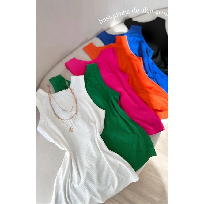 Blusa Regata Canelada Lua | Shopee Brasil