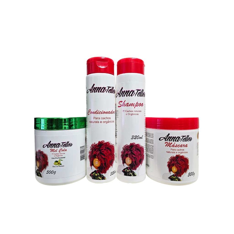 Kit Anna Telles Tratamento Cachos Crespos Mel Cola Oleo de Abacate 500g ...