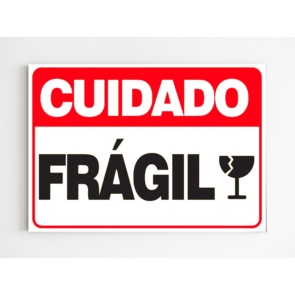 Placa de aviso cuidado frágil sinalização mdf 20x29 a4 | Shopee Brasil