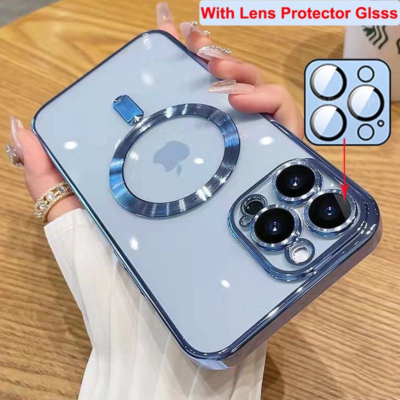 Capa Magnética Transparente De Luxo Para iPhone 15 14 13 12 11 Pro Max 14 15 PlusClear ...