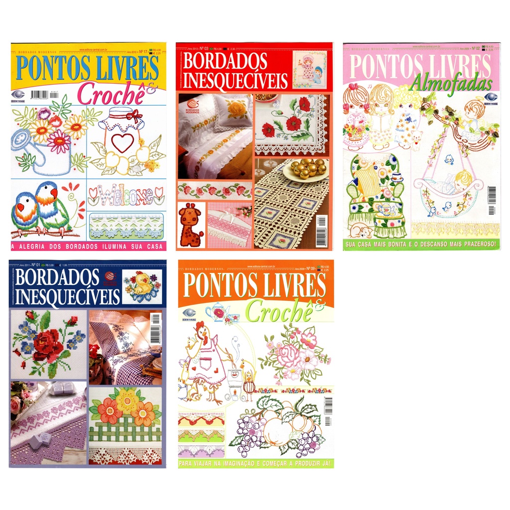 Kit 5 Revistas Pontos Livres & Crochê Bordados Modernos | Shopee Brasil