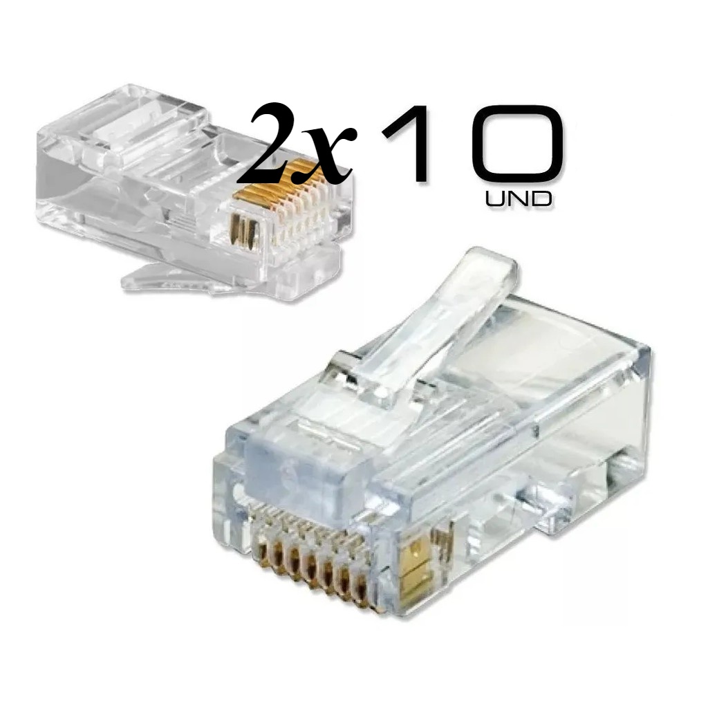 kit 20 Unidades De Conector Rj45 Cat5e Alta Qualidade Modular - RJ45 ...