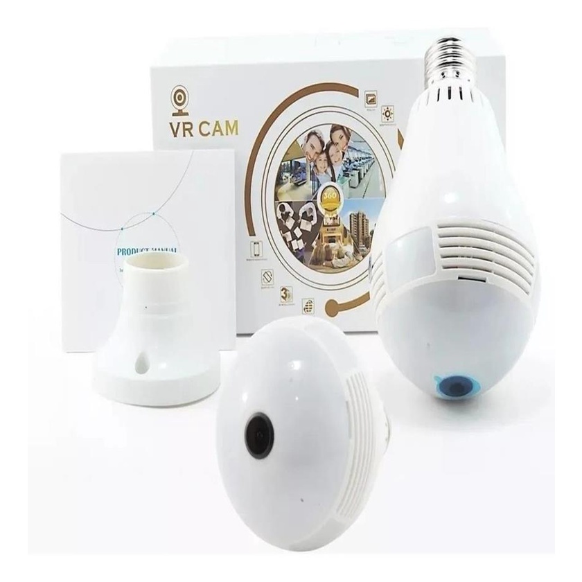 Lampada Com Camera Wi-fi iP Sem Fio HD Seguranca Monitoramento Cam V380 ...