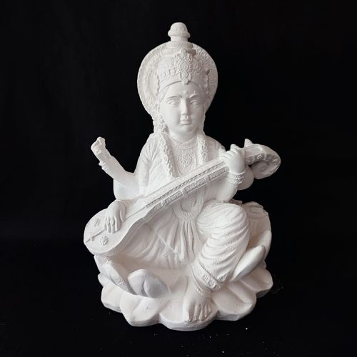 Saraswati da Sabedoria em Flor de Lótus Grande Gesso - 30x25x22cm ...