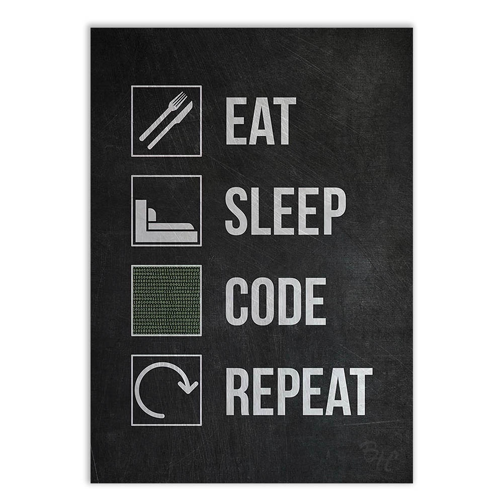 Placa Decorativa A4 Programador Eat Sleep Code Repeat | Shopee Brasil