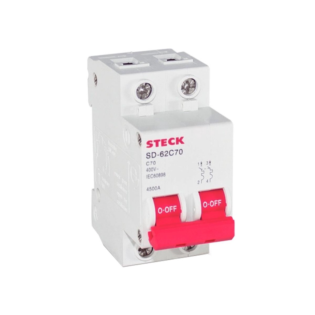 Disjuntor Bipolar 2p 2 Polos Din Sd Curva C De 70a Steck | Shopee Brasil