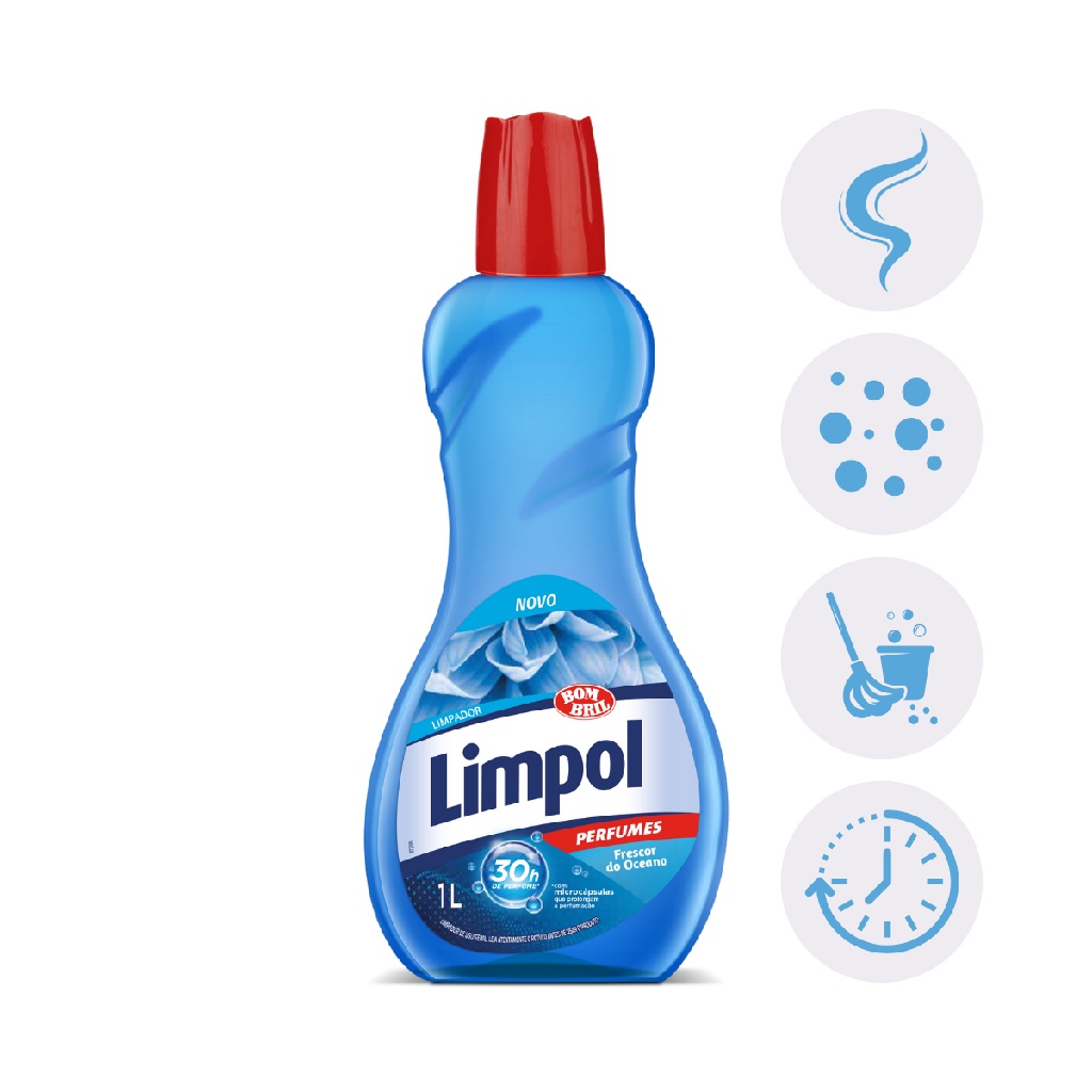 Limpador Perfumado Frescor Oceano Limpol 1L Perfume Bombril | Shopee Brasil
