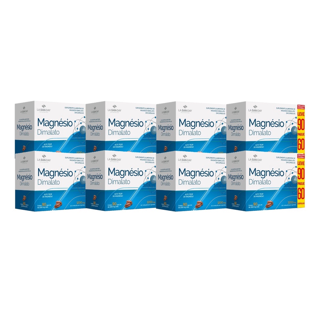Kit 8x Magnésio Dimalato Soft Gel 90 Cápsulas - La San Day | Shopee Brasil