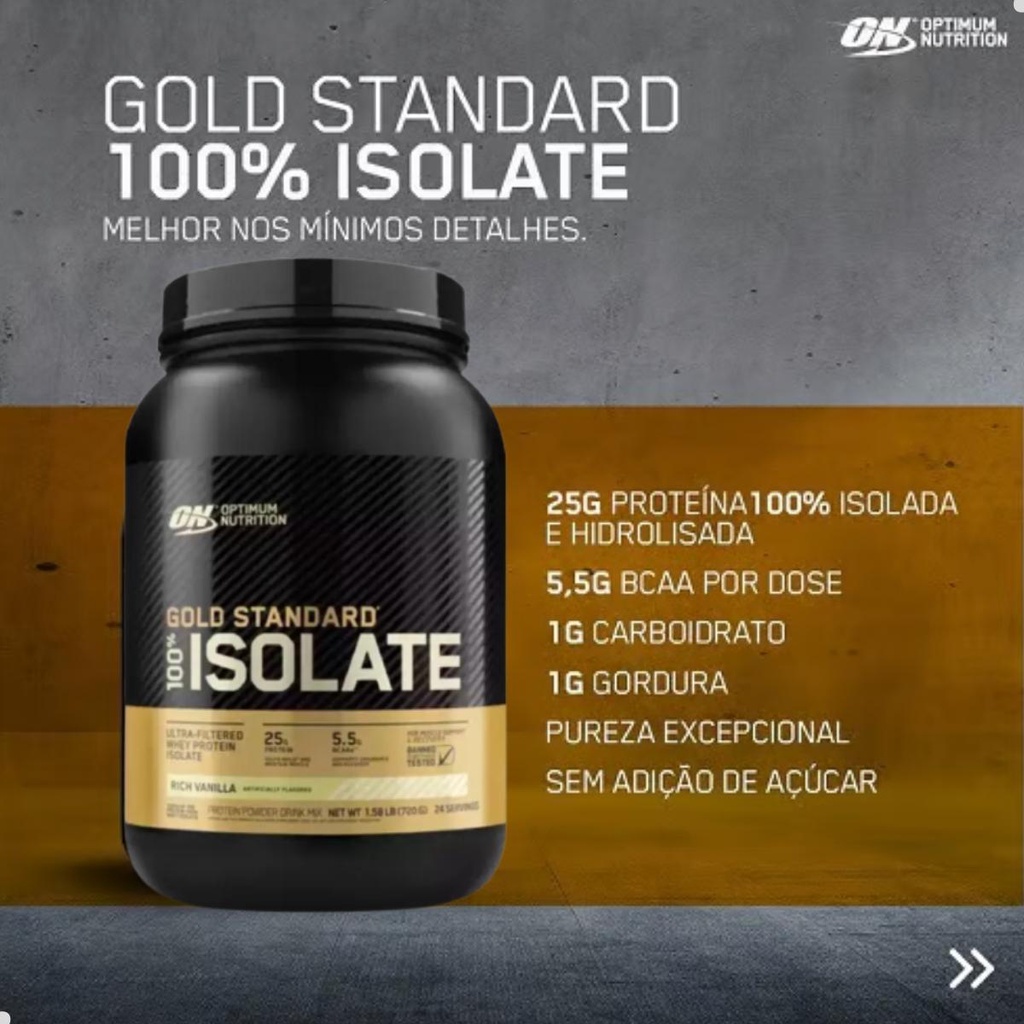 100% Isolate Whey Gold Standard 720g 1,58 LBS Optimum Nutrition | Shopee Brasil