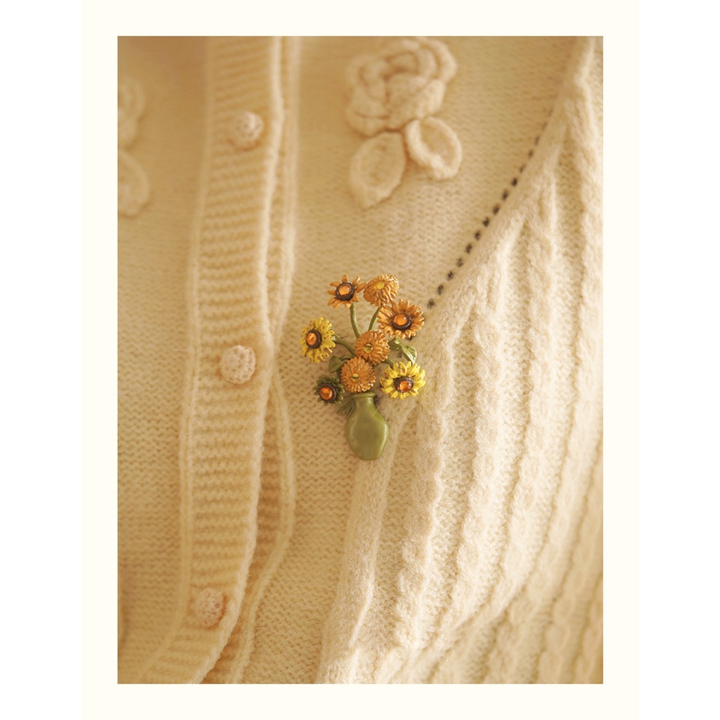 Van Gogh Girassol Broche Pintura a óleo Pintura a óleo Sense Mori Retro ...