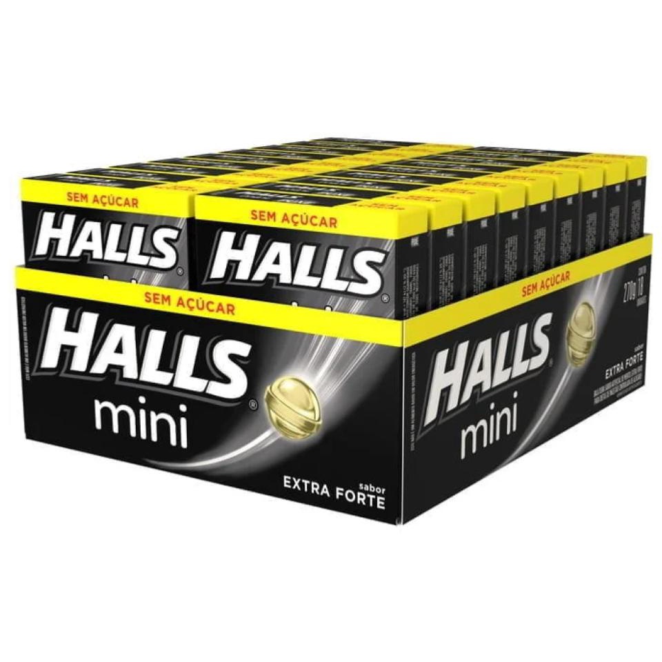 Halls Mini Sem Açúcar Extra Forte C/ 18 un - 270g | Shopee Brasil