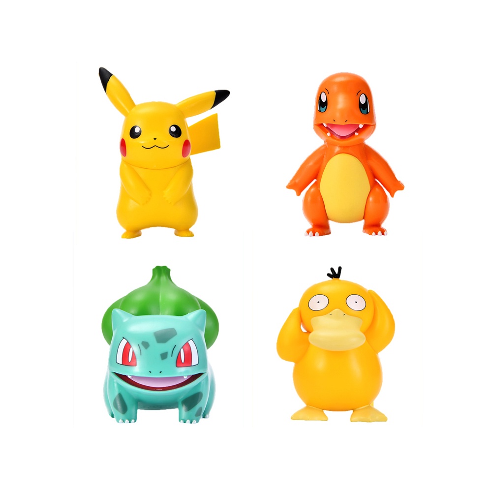 Bonecos Pokémon: Pikachu, Charmander, Psyduck, Bulbasaur, Jigglypuff ...