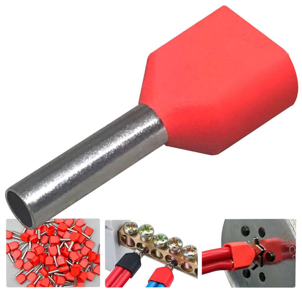 Kit 200 Terminal Tubular Ilhós Duplo 1mm Tubolar Conector Eletrico para ...