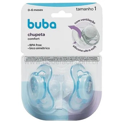 Kit 2 Chupetas Buba Comfort Azul 0 a 6 meses | Shopee Brasil
