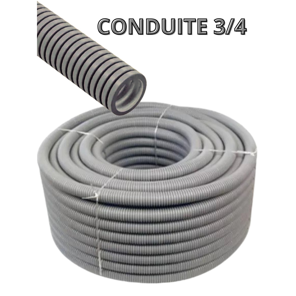 Rolo de Conduite Corrugado Cinza 3/4 Parede C/50 Metros Eletroduto ...