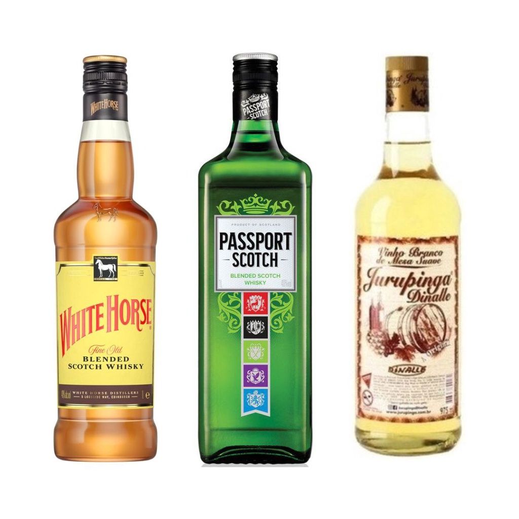 Whisky White Horse 1L + Passport 1L + Jurupinga 975ml | Shopee Brasil