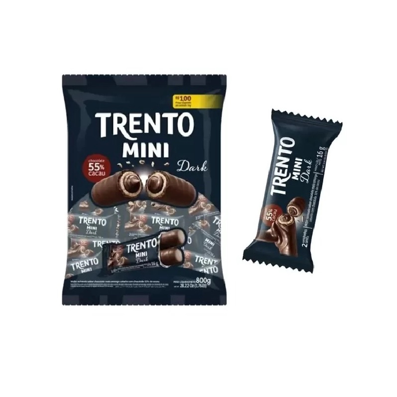 Wafer Trento Mini Dark 800g Peccin Shopee Brasil