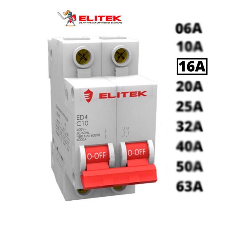 Disjuntor Original Qualidade Elitek ED4 Bipolar 16A | Shopee Brasil