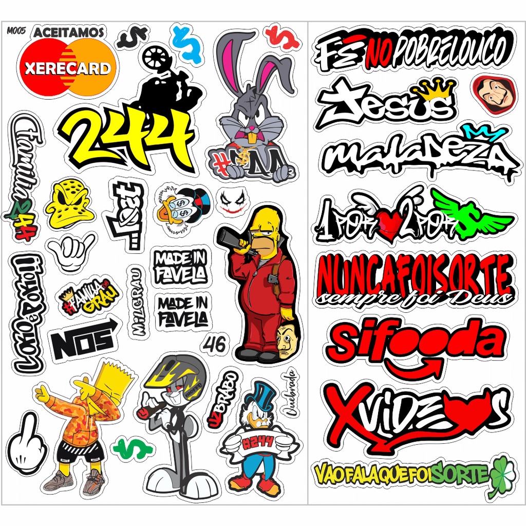 Cartela De 36 Adesivos Bike Moto 244 Carro Notebook xerecard sifooda ...