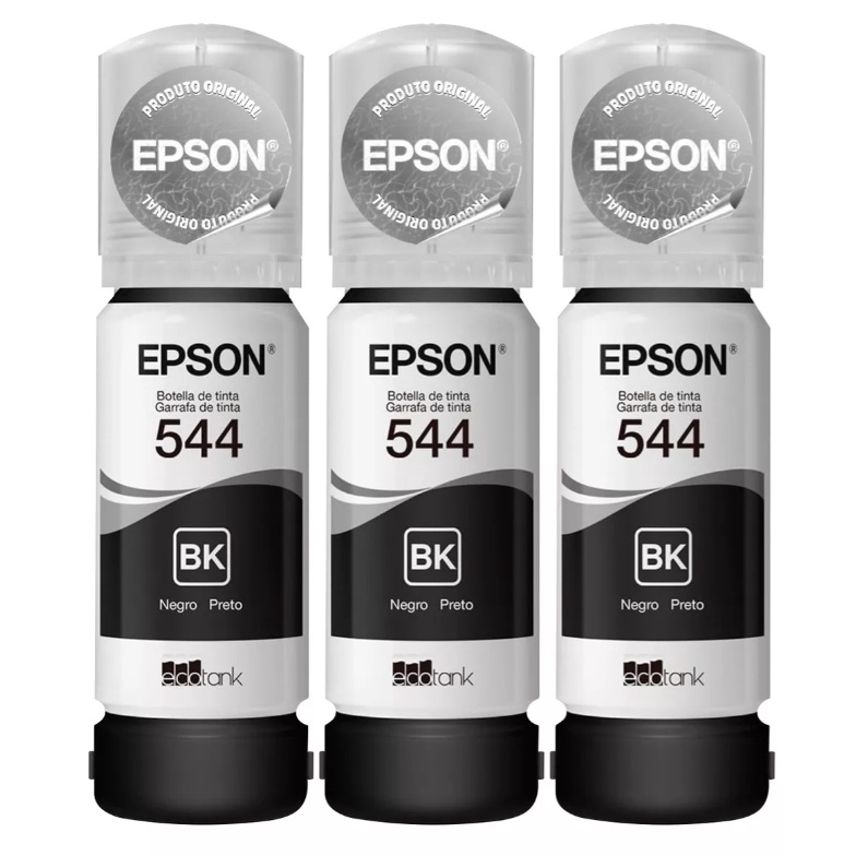 Kit Com 3 Tintas Pretas Epson T544 Original L3110 L3150 L3210 L3250 | Shopee Brasil