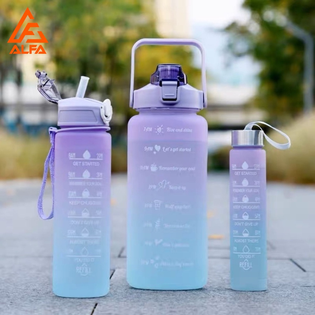 Kit da Garrafa de Água Squeeze Motivacional Com Adesivos 300ML+900ML+2000ML | Shopee Brasil