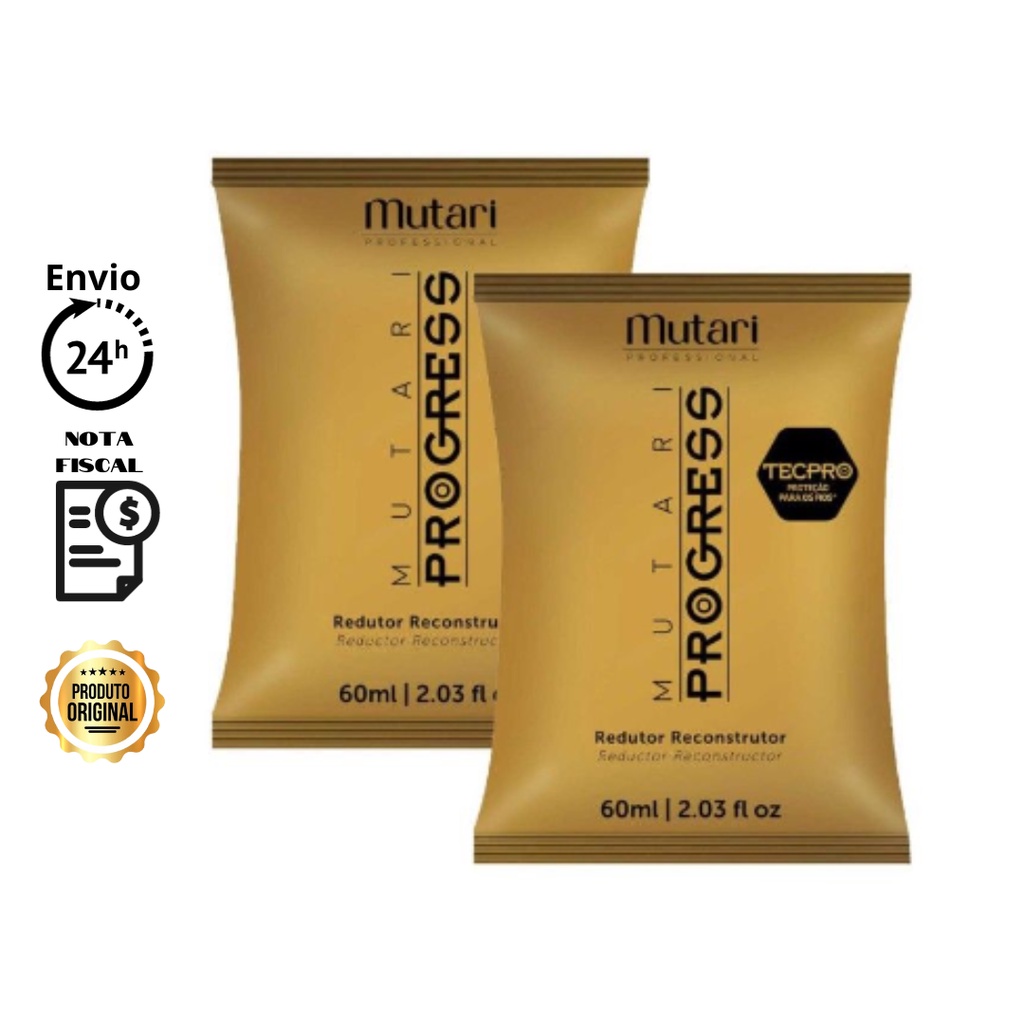 Kit 2 Sachê Mutari Progress - Escova Progressiva sem formol - 60 g ...