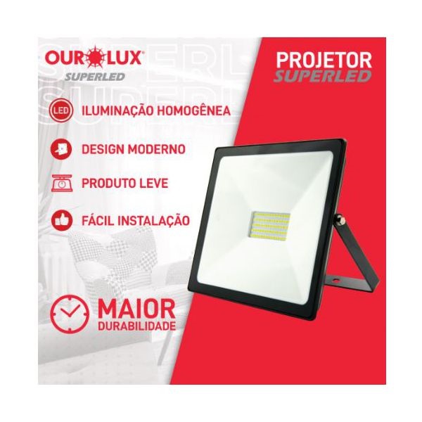 Projetor Refletor Led 6500k Bivolt Preto 50W - Ourolux | Shopee Brasil