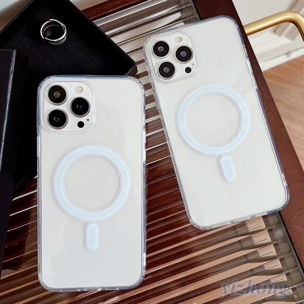 Capa Para iPhone 16 15 14 Pro Max 11 13 12Pro Carregamento Magnético Sem Fio Design Transparente ...