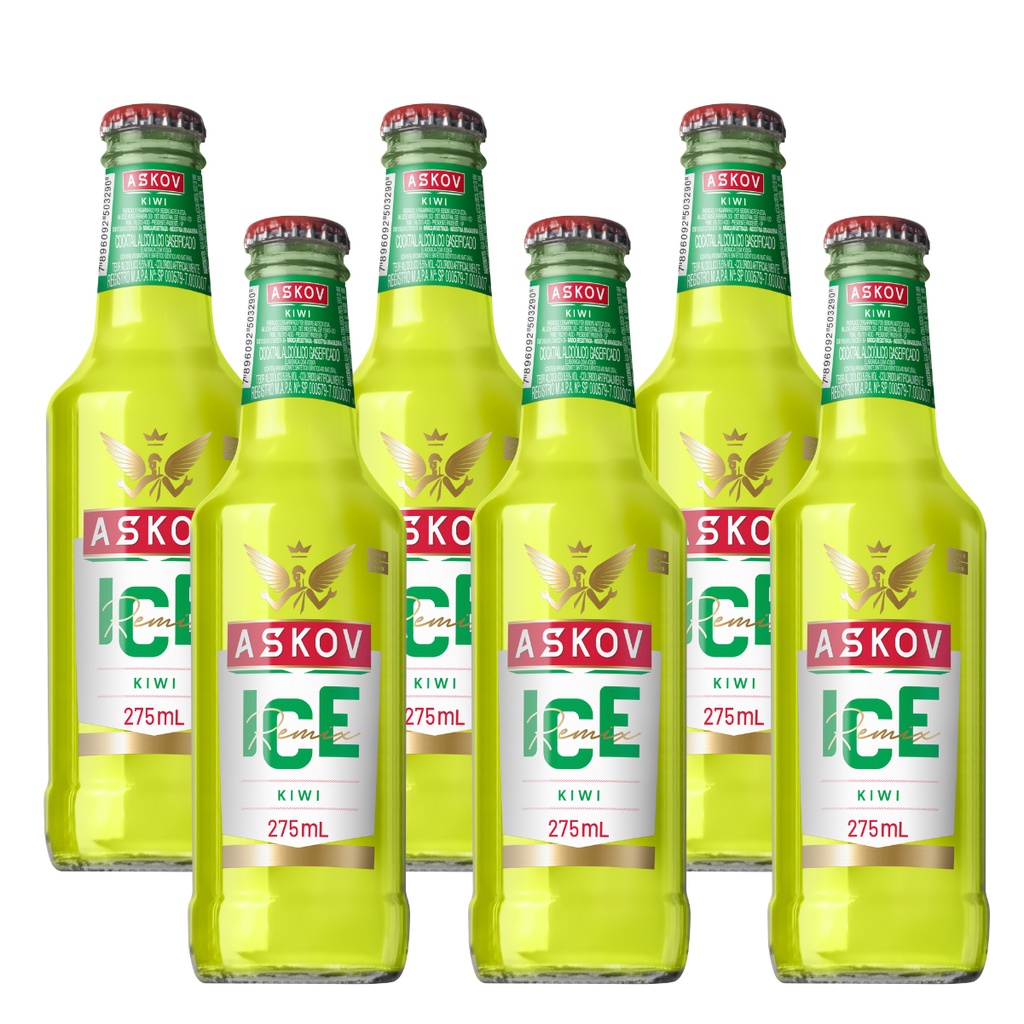 BEBIDA ASKOV ICE KIWI LONG NECK 6 UN DE 275ML | Shopee Brasil