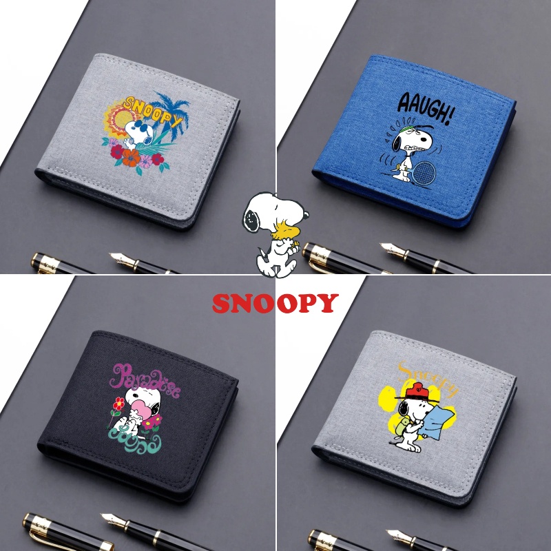 Carteira Snoopy Cartoon Cute Print Padrão Com Zíper Embutido Business ...