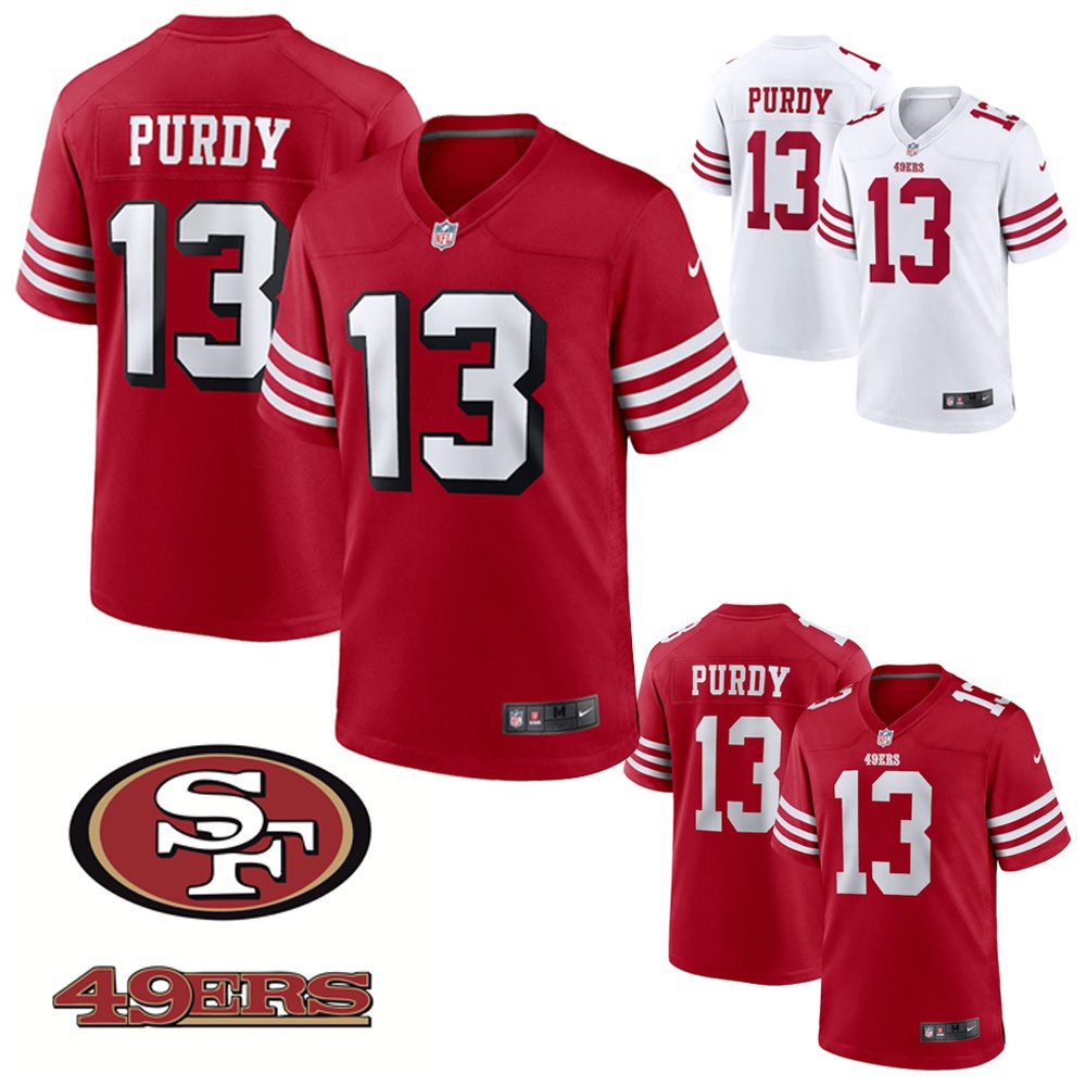 Mens Rugby Jersey 49ers 13 Brock roxo Nome do Jogador Bordado Futebol ...