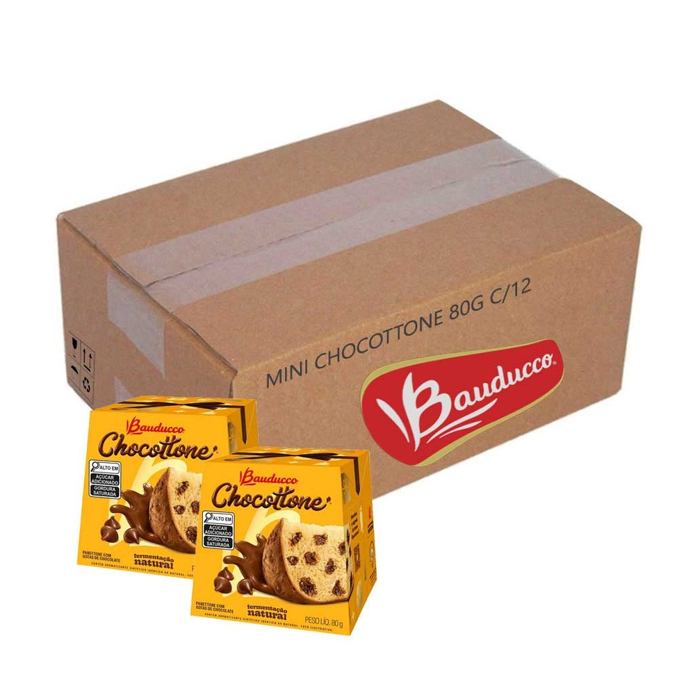 Kit Natal 12 Ou 24 Mini Panetone Bauducco 80g Gotas De Chocolate Ou