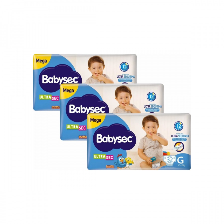 Fralda Babysec Ultrasec G - Kit Com 3 Pacotes com 32 Unidades Cada ...